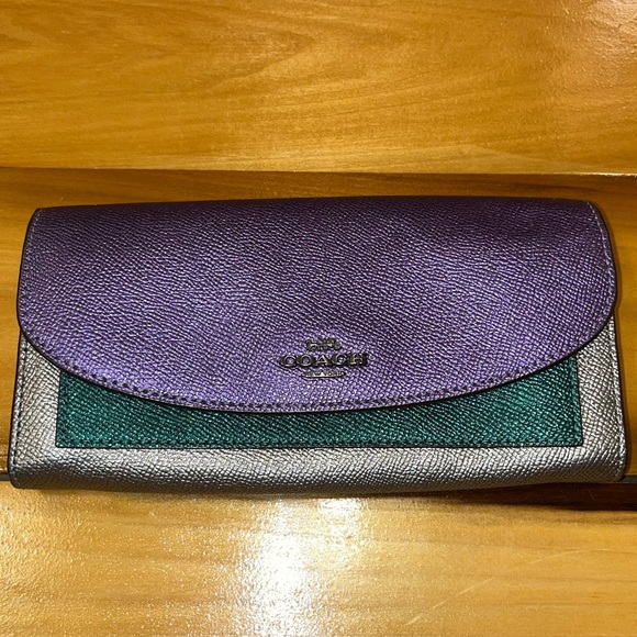 Coach | Bags | Nwt Coach Metallic Colorblock Slim Envelope Wallet ...